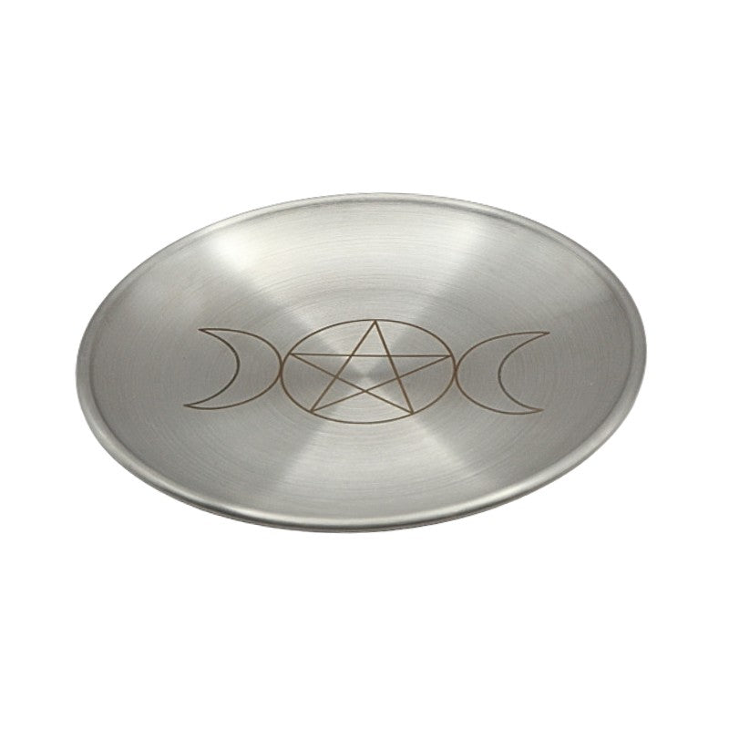 Triple Moon Pentacle Altar Plate- Silver – Curious Cauldron