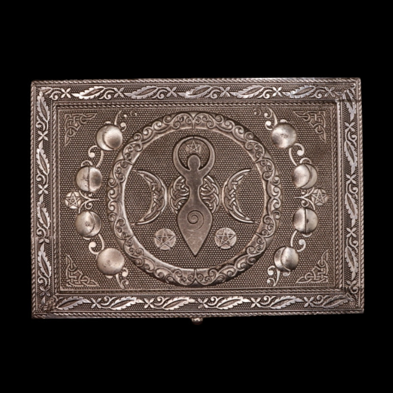 Embossed Metal Tarot Box- Goddess – Curious Cauldron